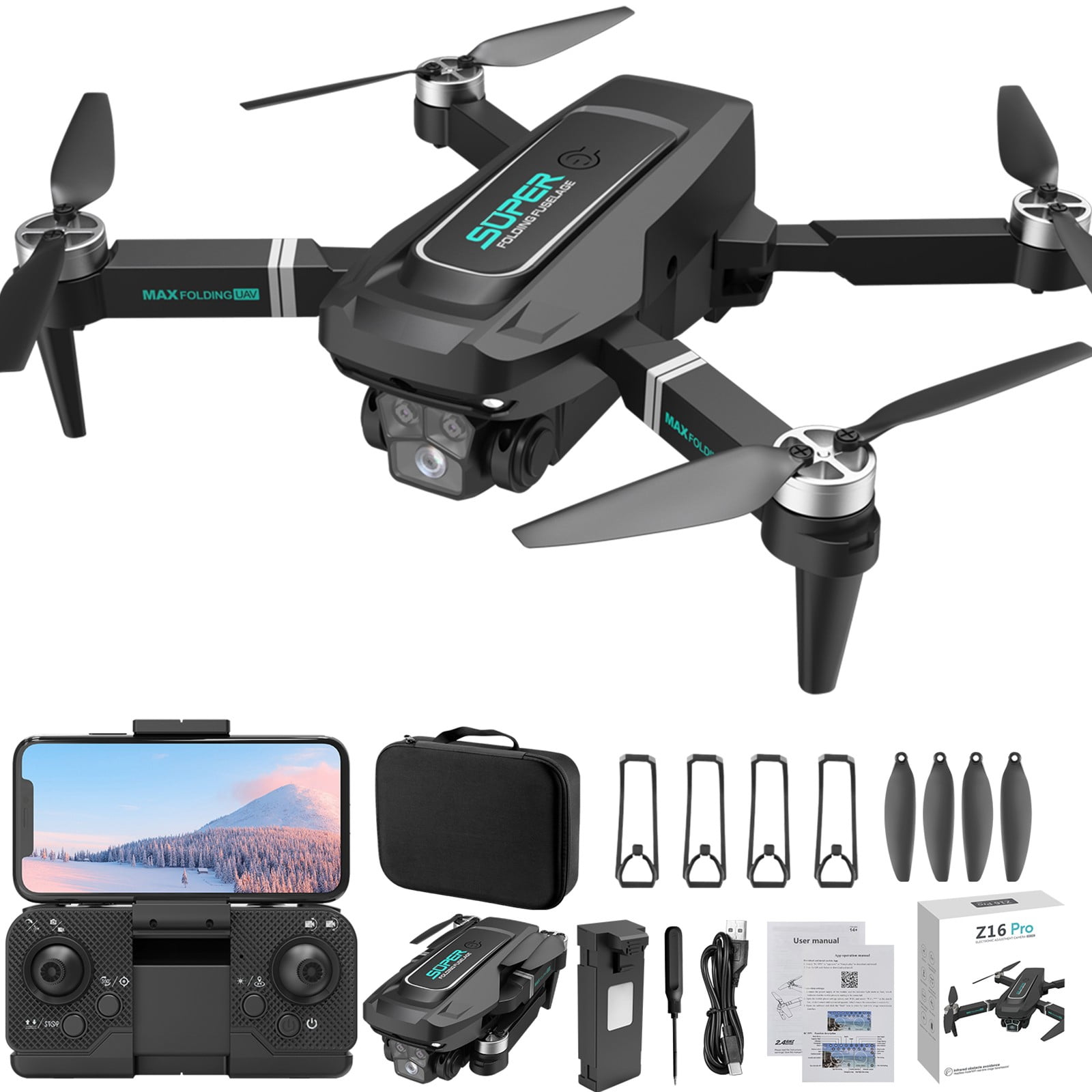 PRETXORVE Drone with Camera, FPV Drone with ESC Camera Brushless Motor ...