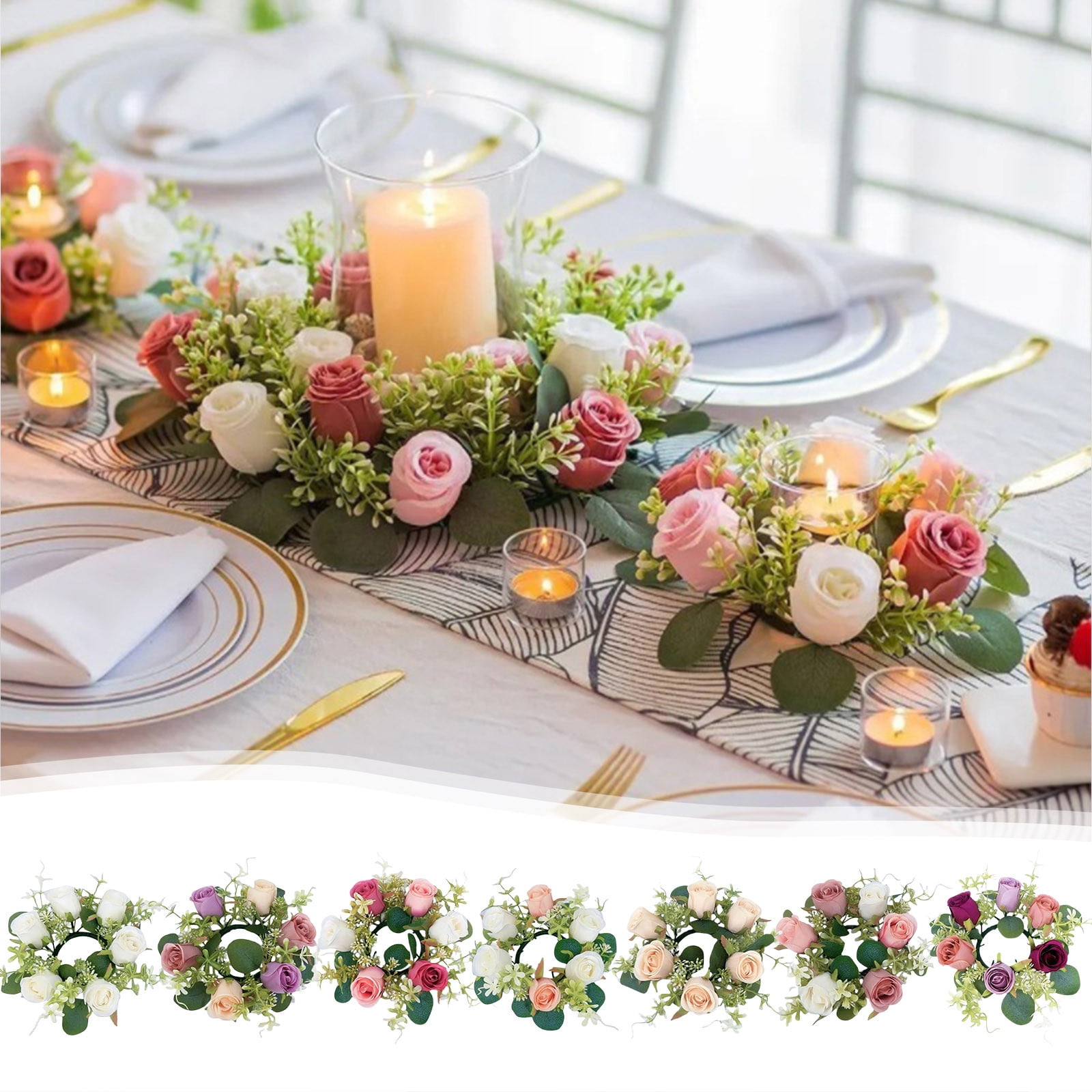 PRETXORVE Faux Roses Artificial Flower Table Decorations Wedding ...