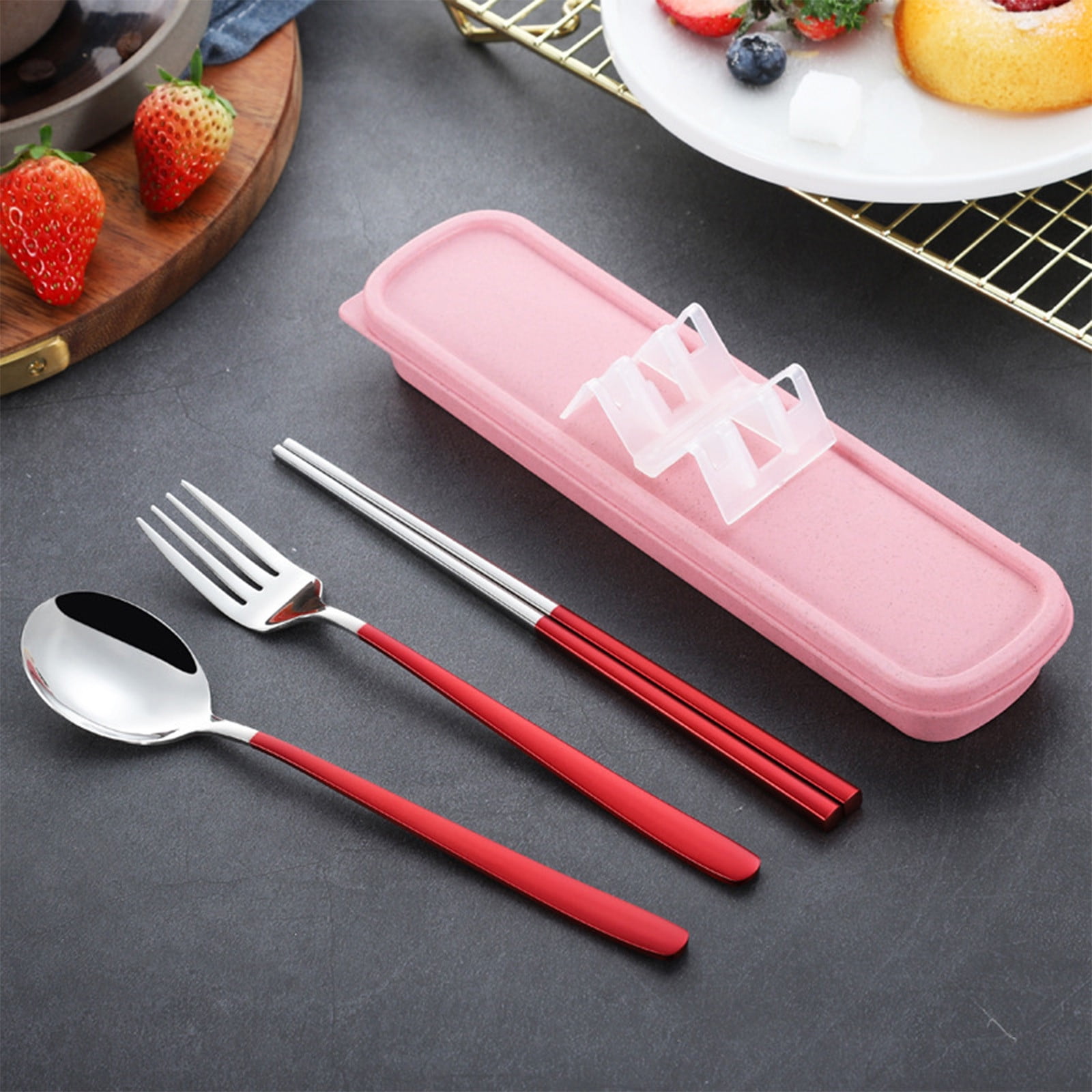 PRETXORVE Flatware Sets, Flatware Sets, Portable Cutlery Set Reusable ...