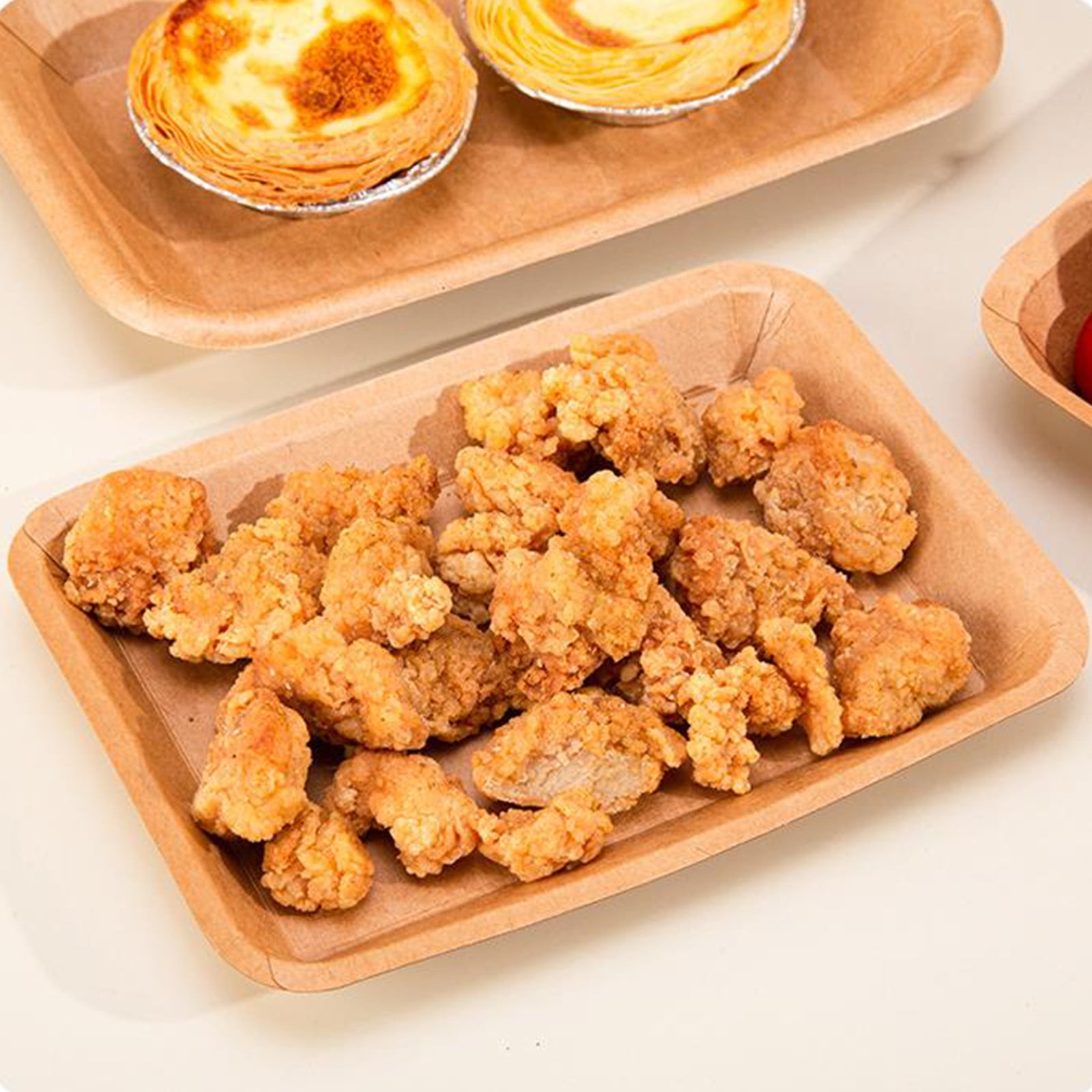 PRETXORVE Fry Chicken Burger Disposable Paper Tray Food Grade Kraft ...