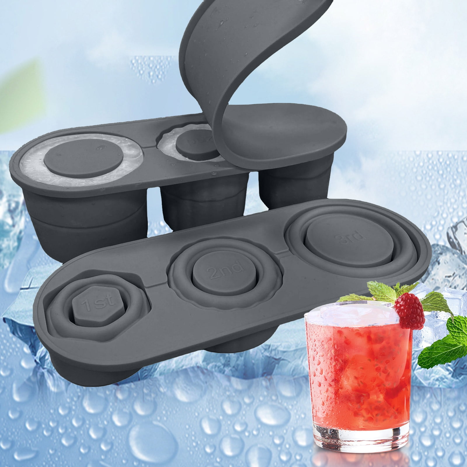 PRETXORVE Ice Cube Tray, 2024 Ice Tray with Lid for 20-40 Tumblers 3 ...