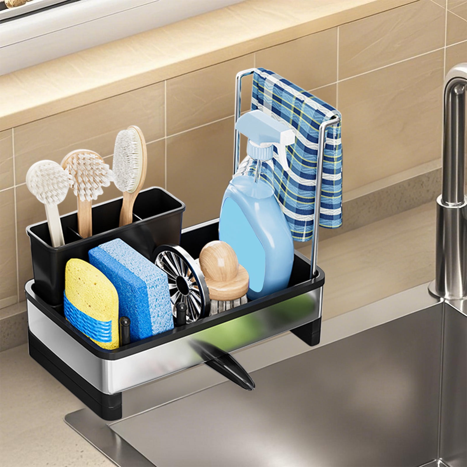 PRETXORVE Kitchen Sink Sponge Drainer Kitchen Dishcloth Dishwashing ...