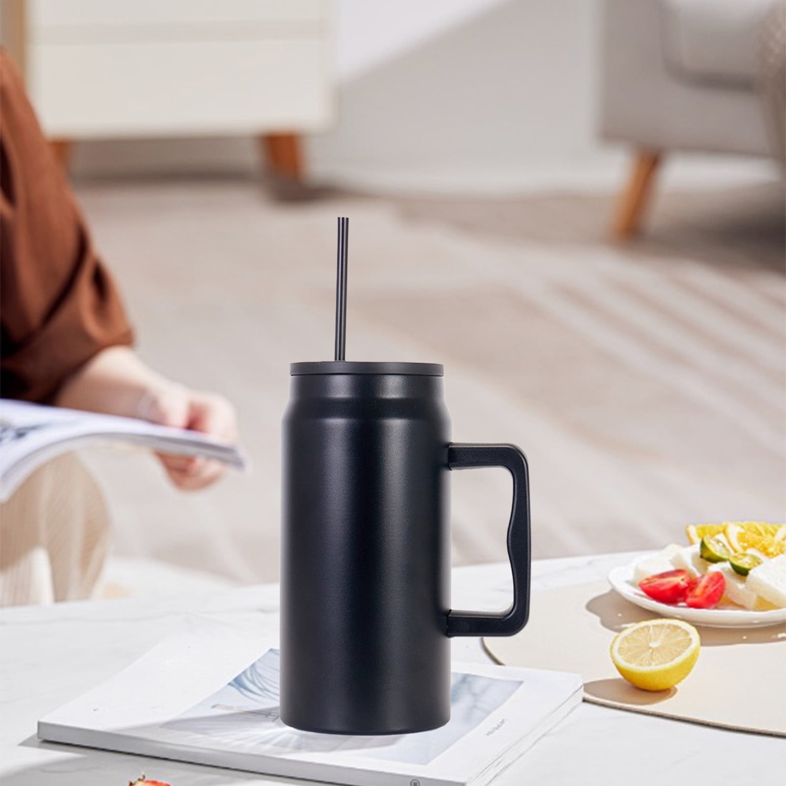 PRETXORVE Large Capacity Stainless Steel Straw Insulated Travel Mug ...