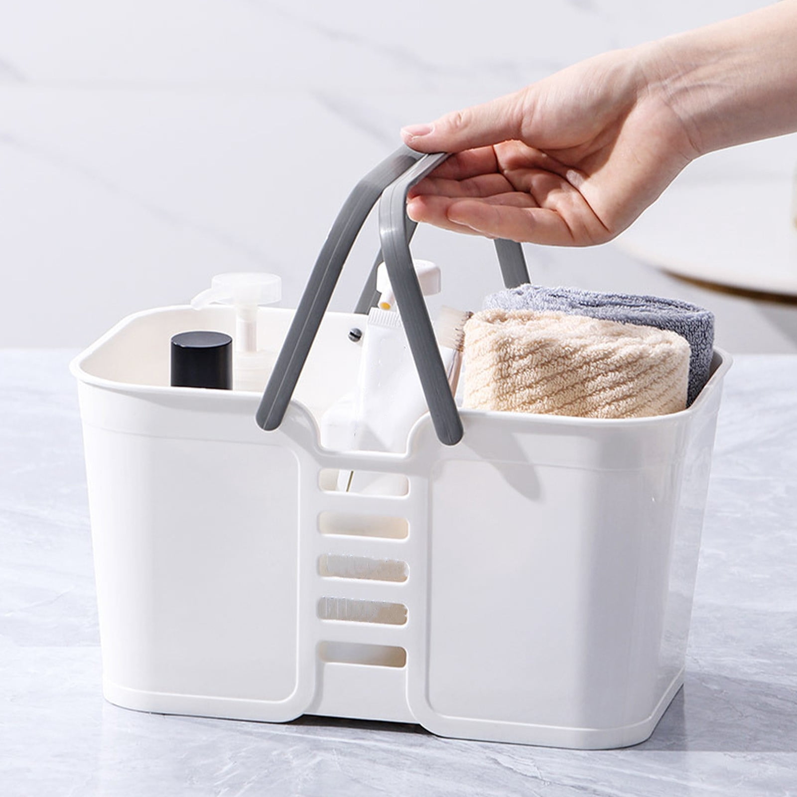 PRETXORVE Portable Bath Basket Bathhouse Bathroom Plastic Bath Wash ...