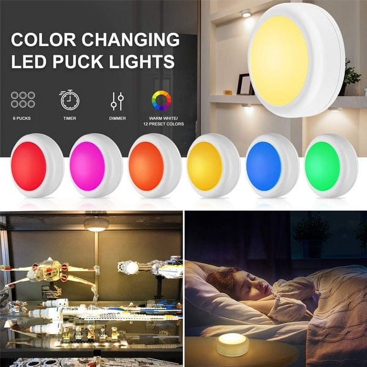 Christmas Saving Clearance! PRETXORVE Led Puck Lights Night Light,12 ...