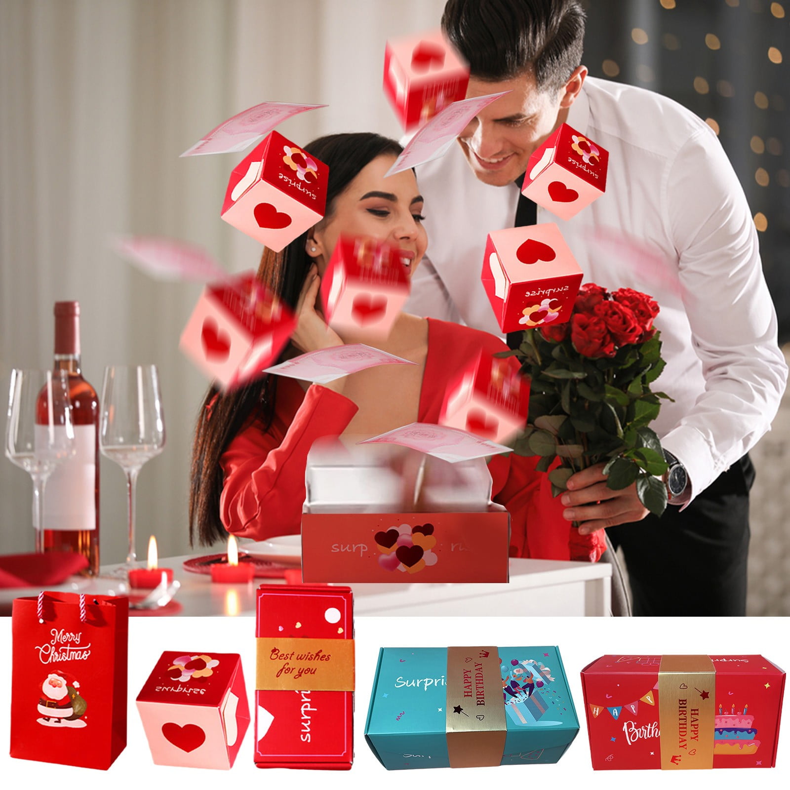 PRETXORVE Surprise Gift Box - Surprising Gift - Folding Bouncing Red ...