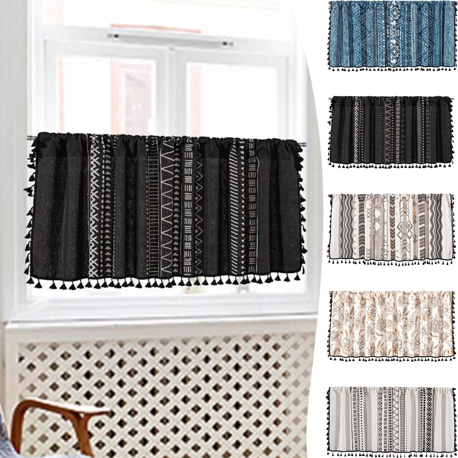 PRETXORVE Valance Curtains for Kitchen - Window Light Blocking Short ...