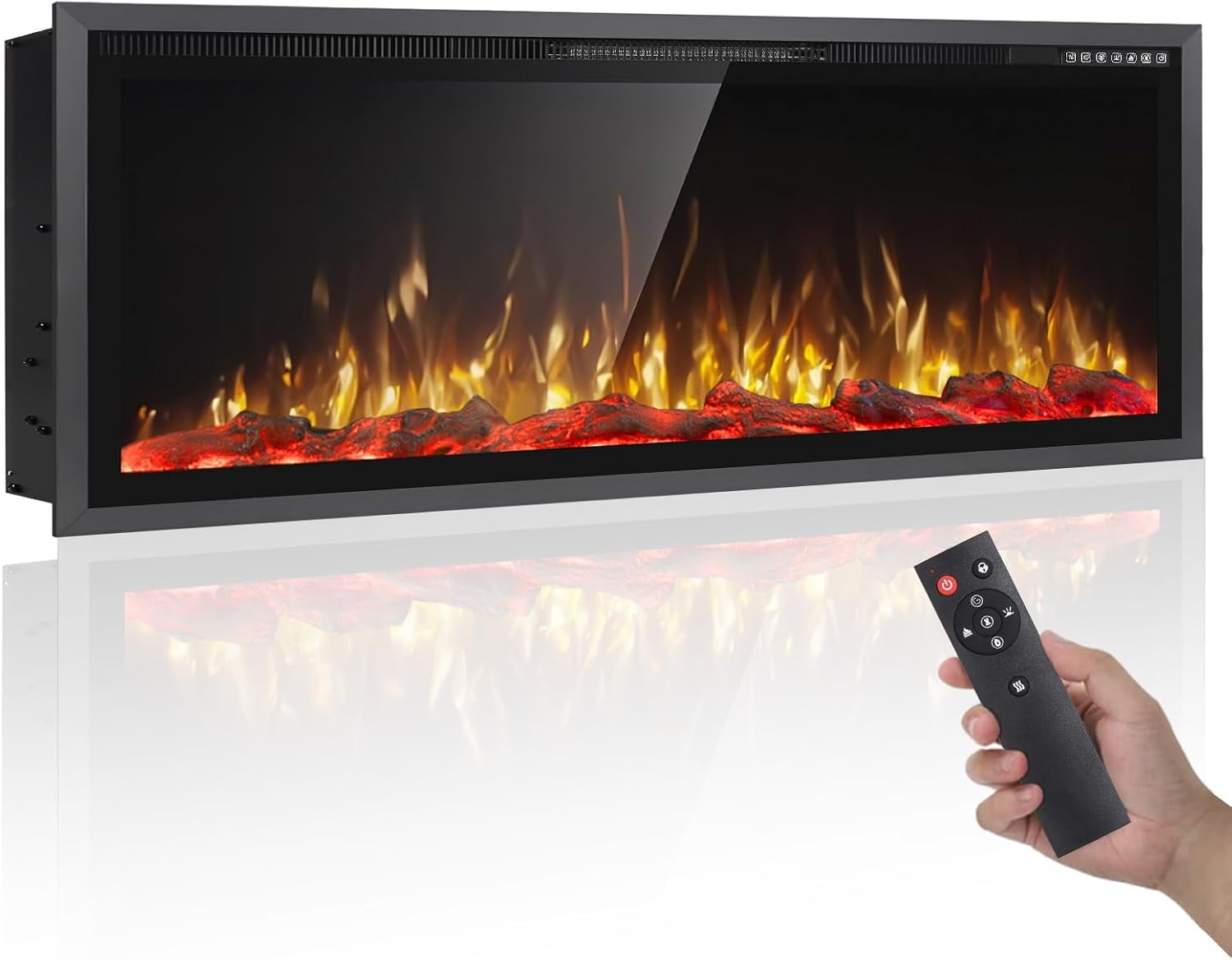 PRETZI 50 inch Electric Fireplace Ultra Narrow Frame & Wide Screen ...