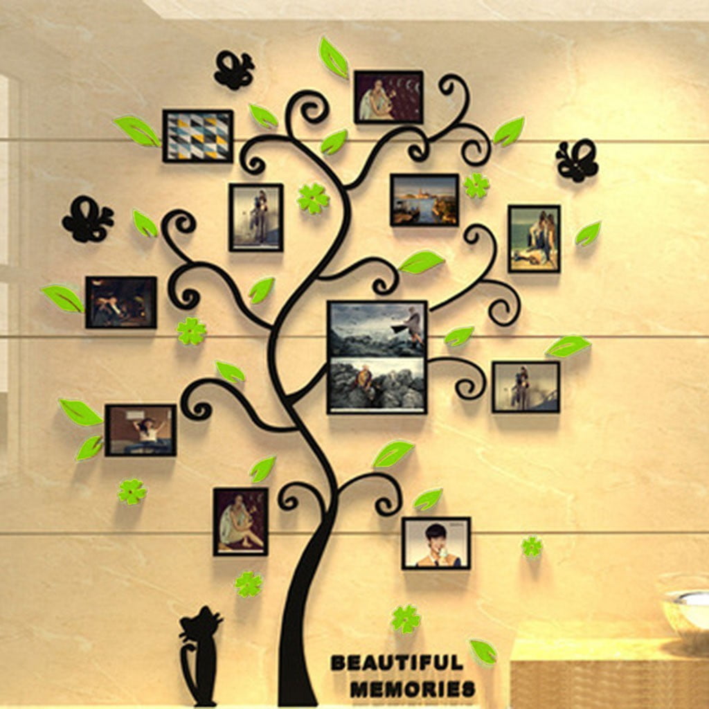 Hovilon 3D Tree Wall Stickers,Family Tree Wall Decor Black Trunk Family ...