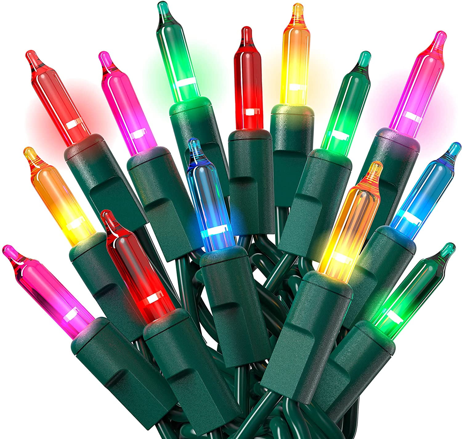 PREXTEX Outdoor Christmas Lights - 300 Count, 60 Feet, 2 Packs - Multi ...