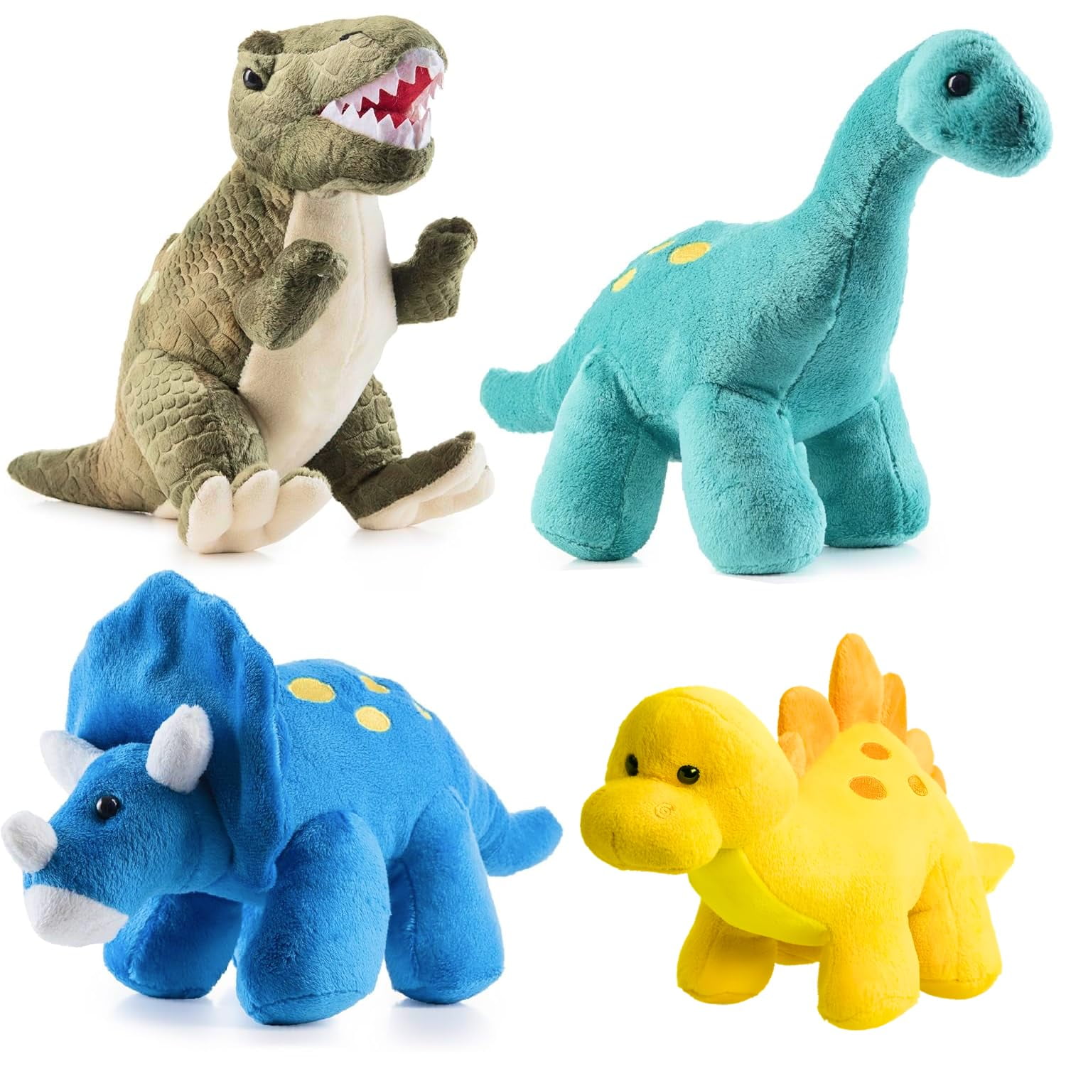 PREXTEX Plush Dinosaur Stuffed Animal, 4pk, 10 inches Cute Dinosaur ...