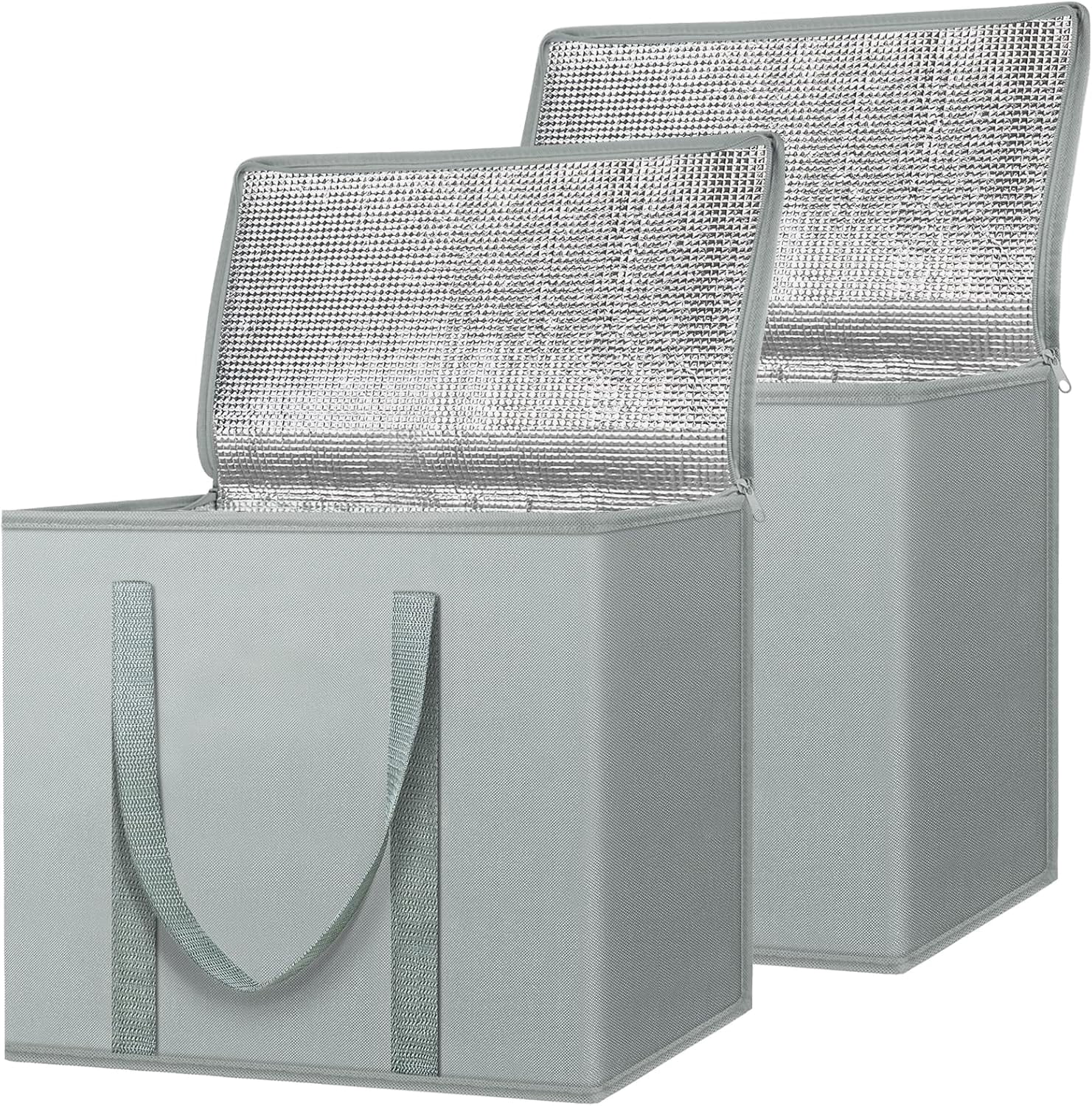 PRI 2Pk Insulated Reusable Grocery Bags, Collapsible Cooler Bag for ...