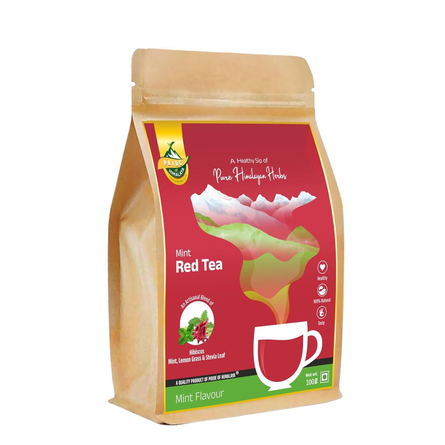PRIDE OF HIMALAYA Hibiscus Flower Mint Red Tea Loose Leaf with Pure ...