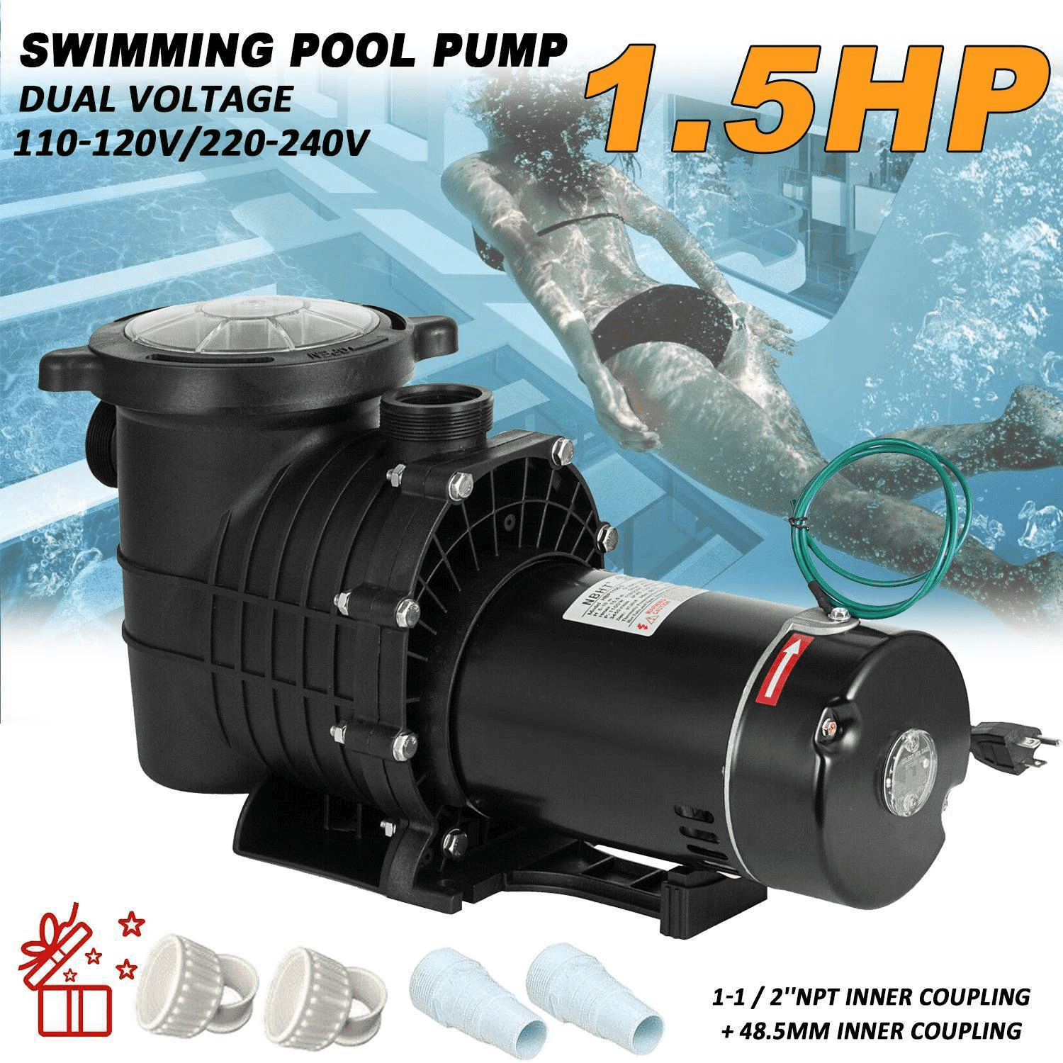 PRIJESSE 1.5 HP Inground and Above Ground Pool Water Pump Swimming Pool ...