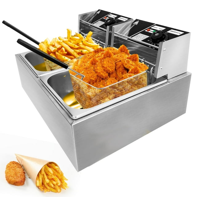 PRIJESSE 12.7QT Commercial Electric Deep Fryer with Dual Tanks ...
