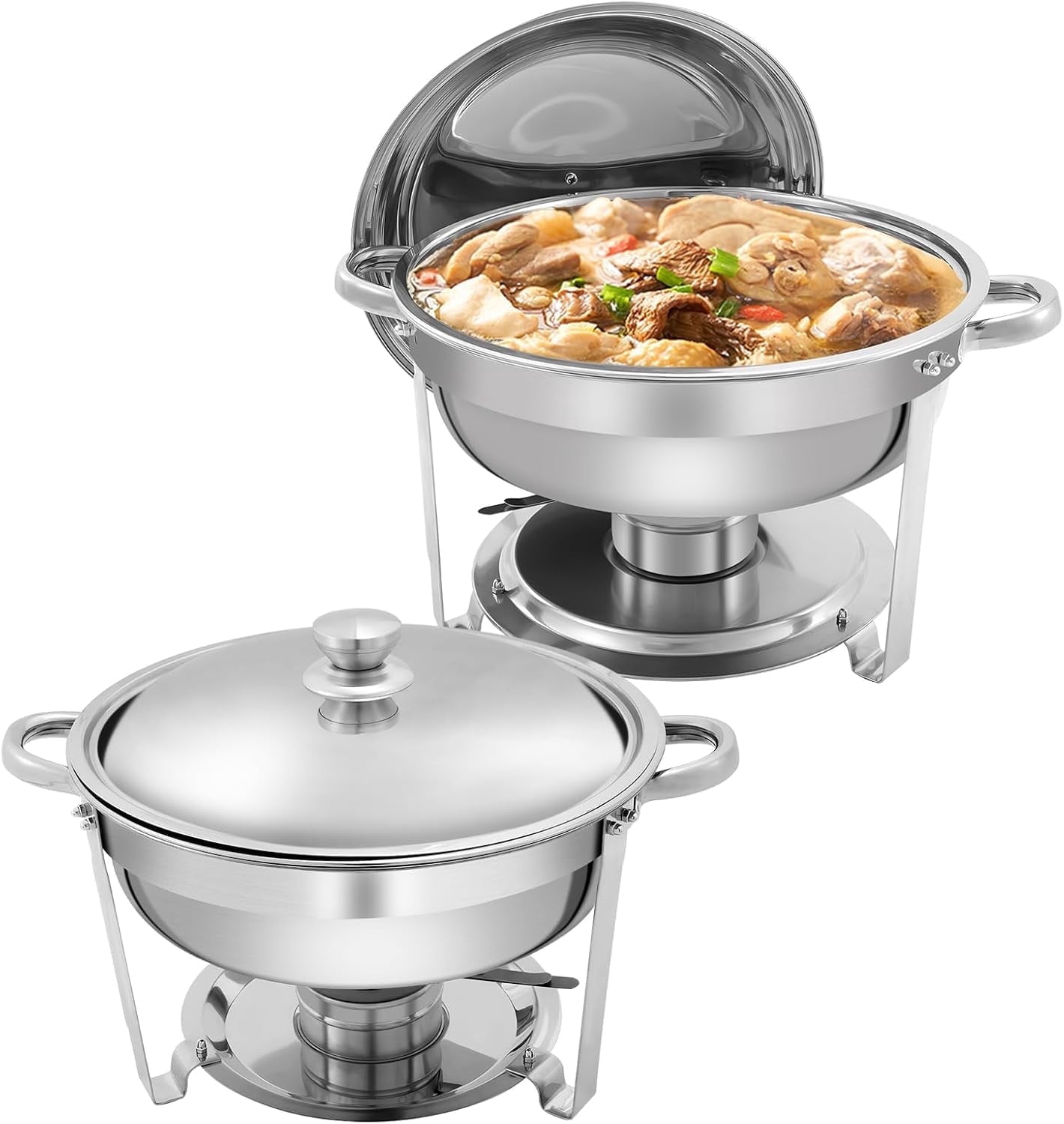 PRIJESSE 2 Pack Round Chafing Dish Buffet Set, Stainless Steel 5 QT ...