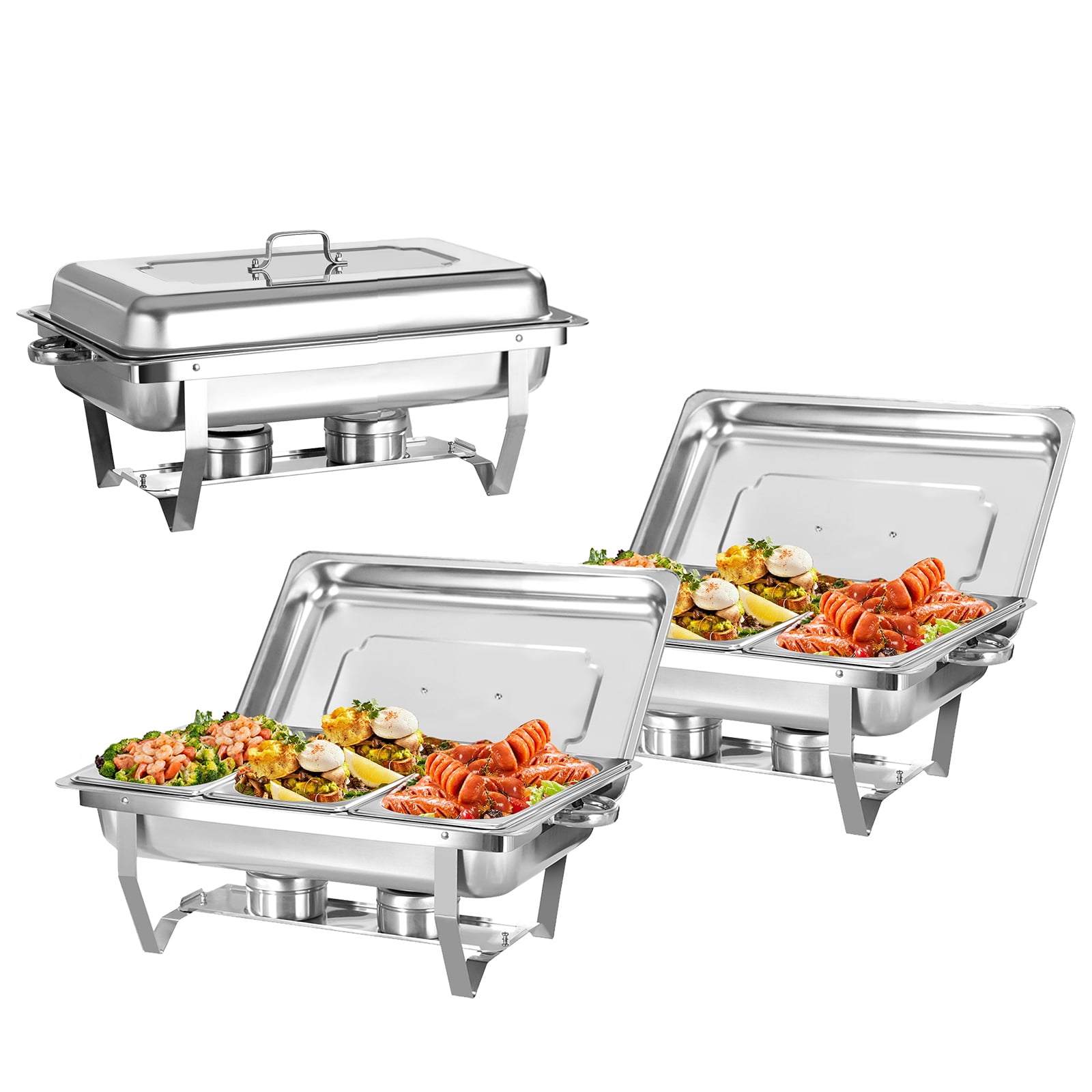 PRIJESSE 3-Pack Chafing Dish Buffet Set, 9 Qt Stainless Steel Foldable ...