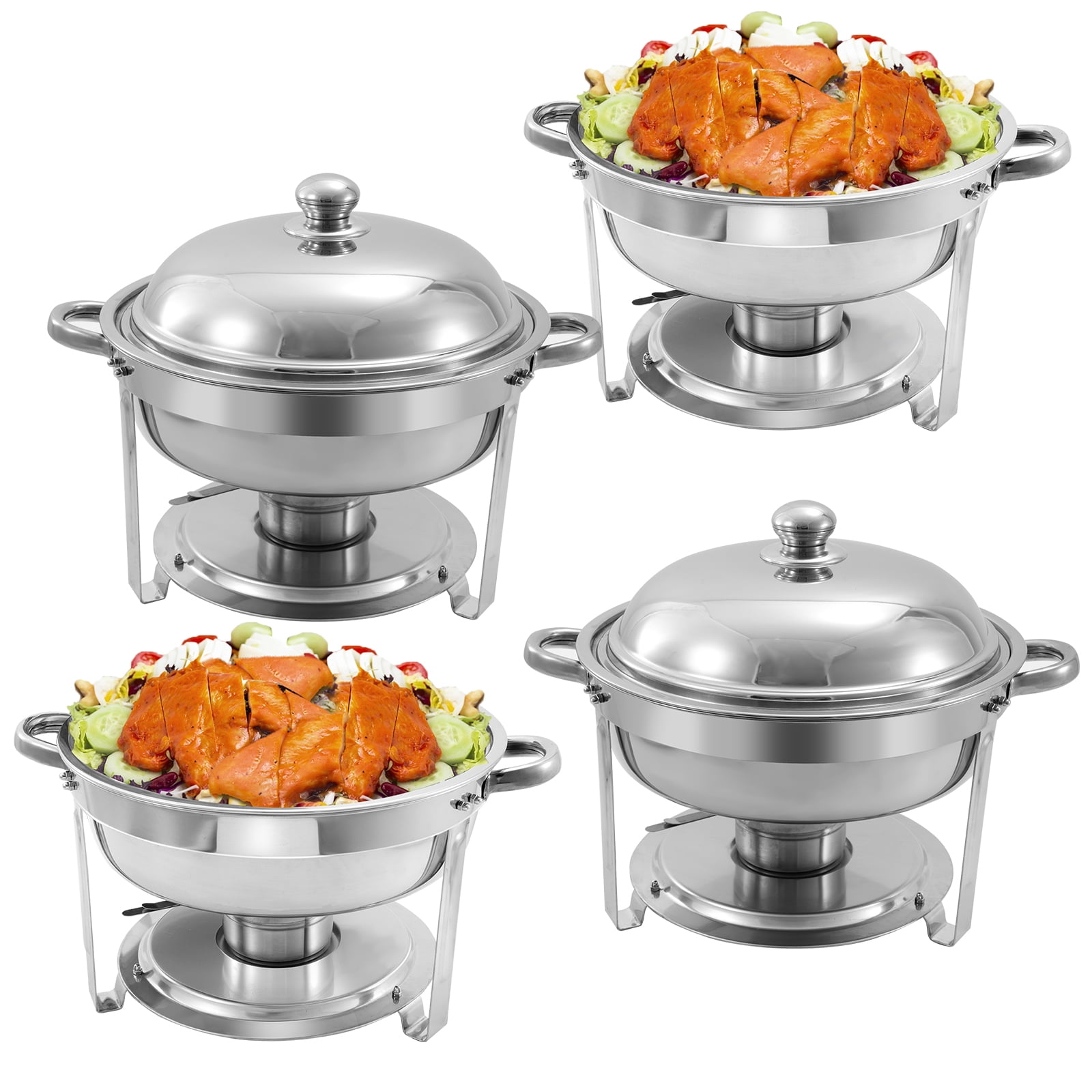 PRIJESSE 4-Pack Chafing Dish Buffet Set, 6QT Round Buffet Servers and Warmers Set, Stainless ...
