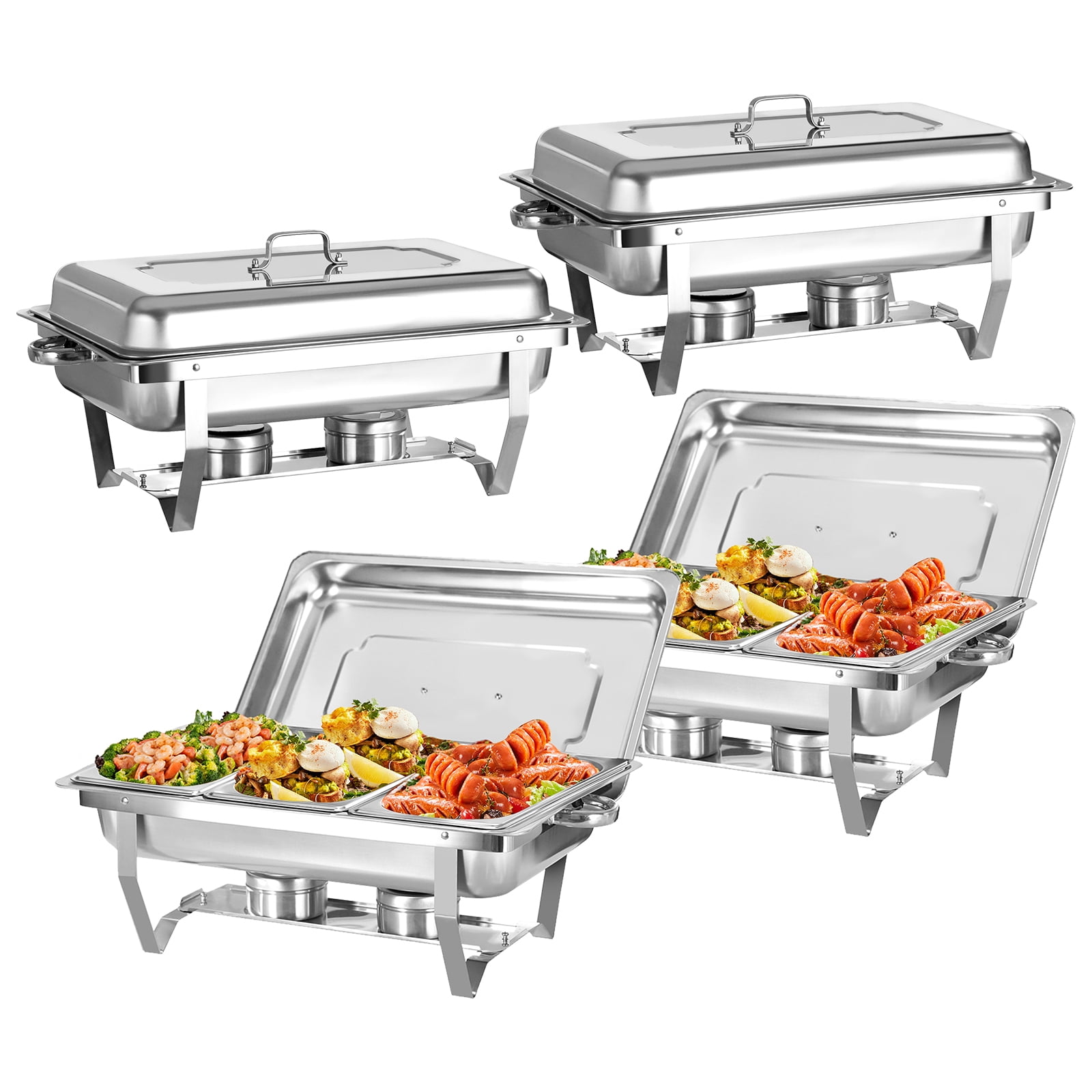 PRIJESSE 4-Pack Chafing Dish Buffet Set, 9 Qt Stainless Steel Foldable ...