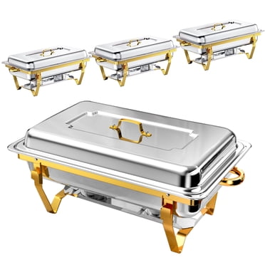 3 Pack Chafing Dish 8QT with Half Size Food Pan, Nonstick Stainless ...