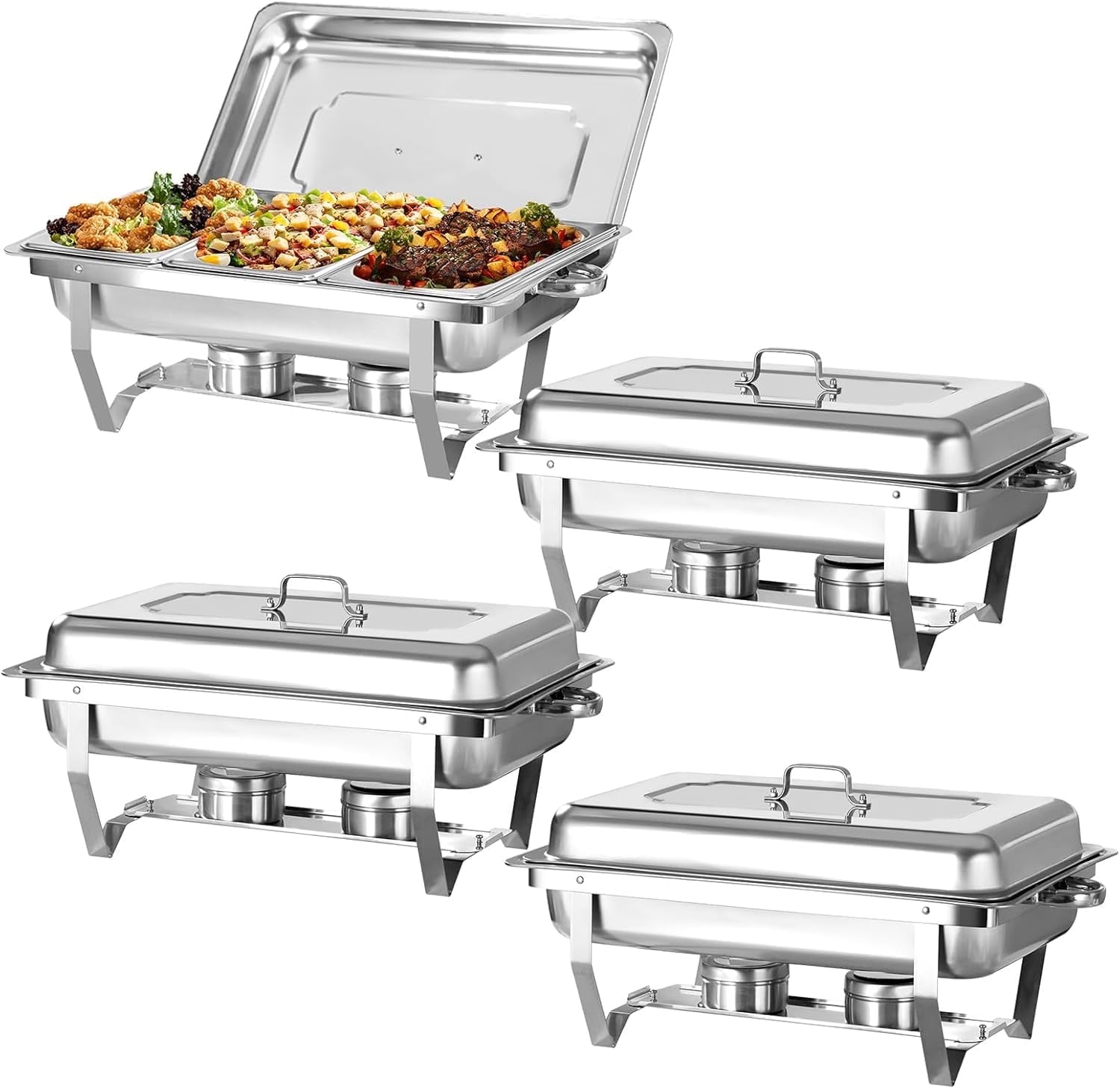 PRIJESSE 4 Pack Stainless Steel Food Warmers 9 QT Chafers and Buffet ...