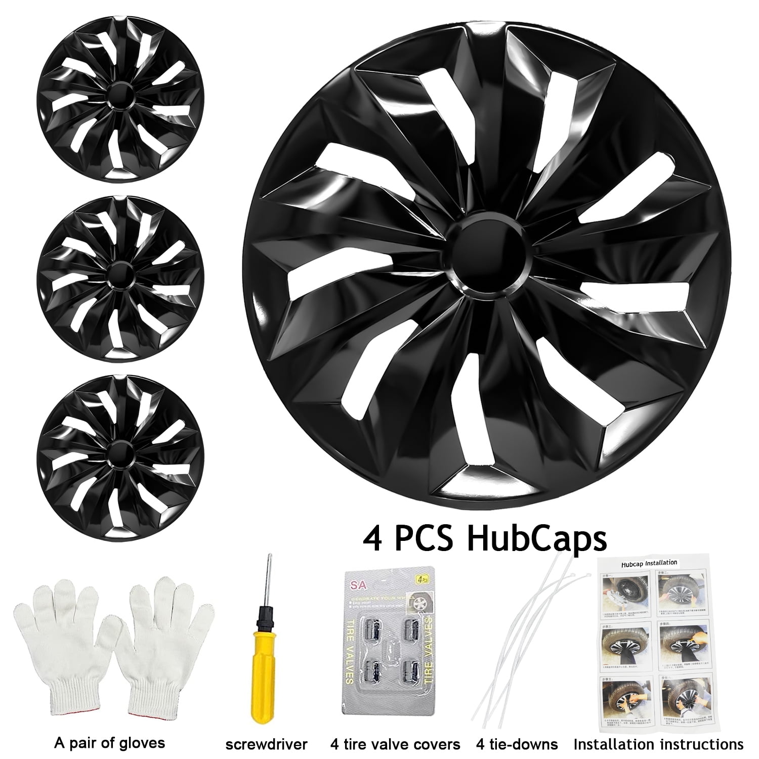 PRIJESSE 4PCS R15 Auto Hubcaps, 15 inch Snap On Wheel Cover Kit ...