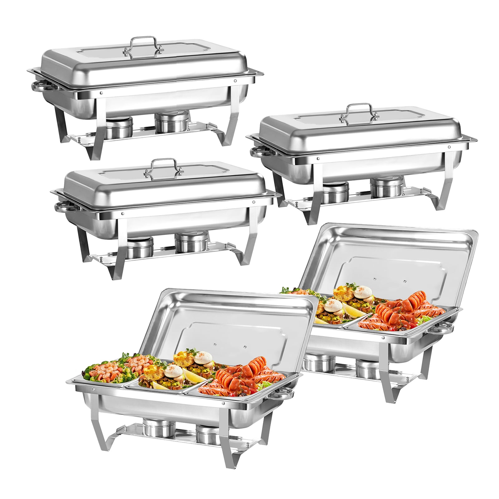 PRIJESSE 5-Pack Chafing Dish Buffet Set, 9 Qt Stainless Steel Foldable ...