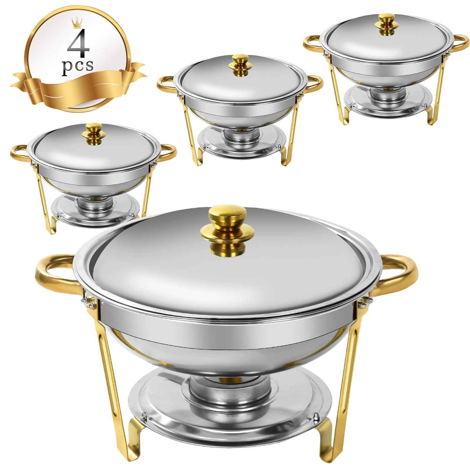 PRIJESSE 5 Qt Gold Chafing Dishes for Buffet with Stainless Steel Lid ...