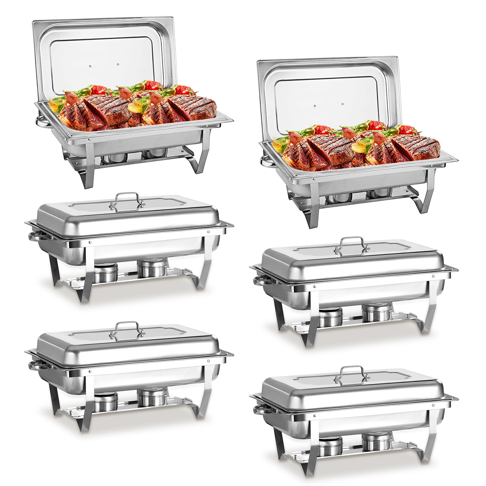 PRIJESSE 6 Pack Chafing Dish Buffet Set, 8QT Buffet Servers and Warmers ...