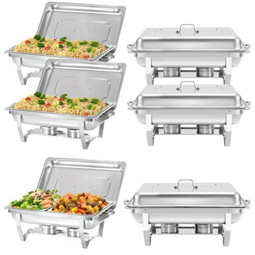 PRIJESSE 8 Qt Stainless Steel Chafing Dish Buffet Set with Durable Frames, 2 Pans & Fuel Cans ...