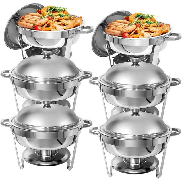 PRIJESSE 6 Packs 6 QT Chafing Dish Buffet Set, Stainless Steel Chafing Dishes with Lid for ...