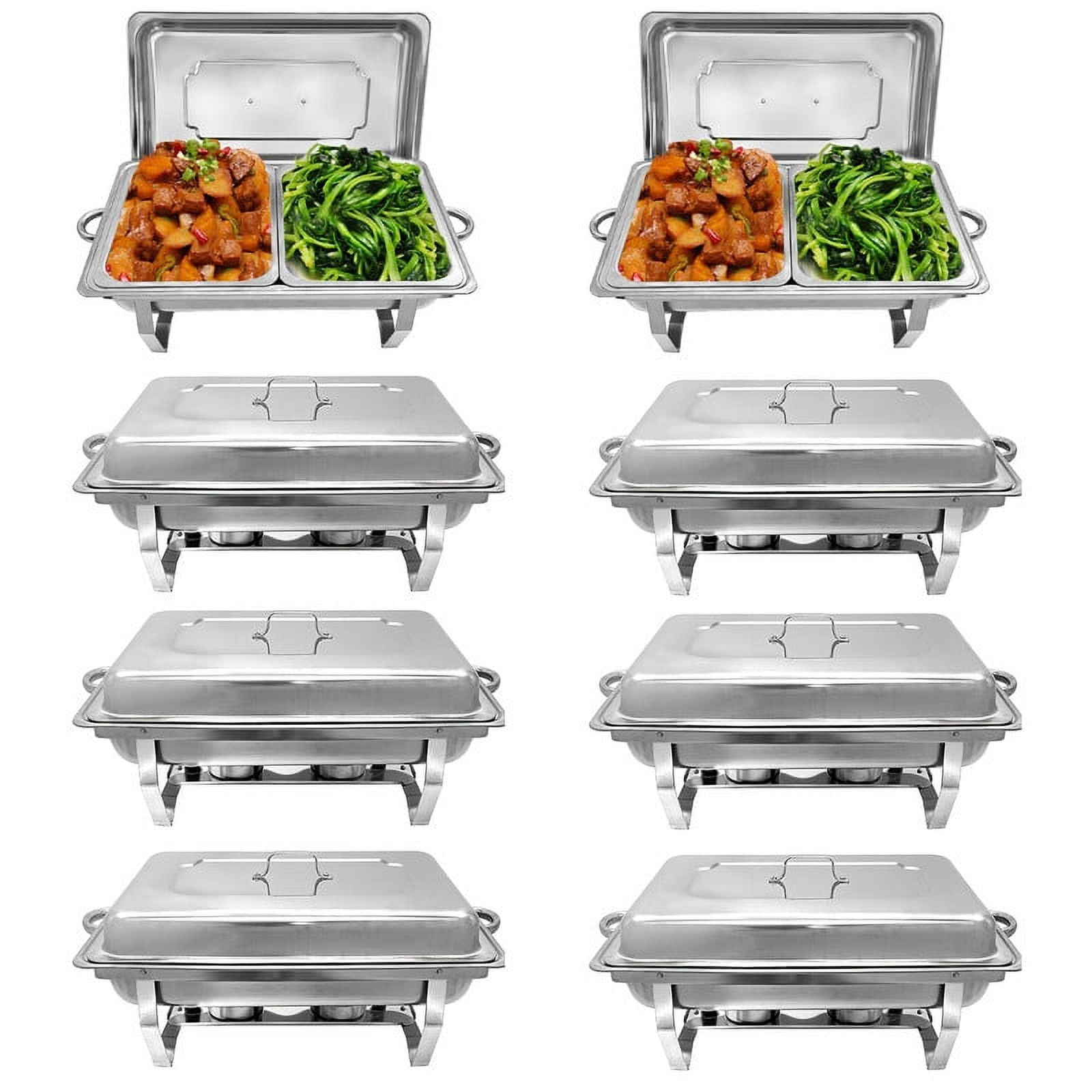 PRIJESSE 8-Pack 1/2 Size Chafing Dishes 8 Qt. Stainless Steel with Durable Frames - Walmart.com