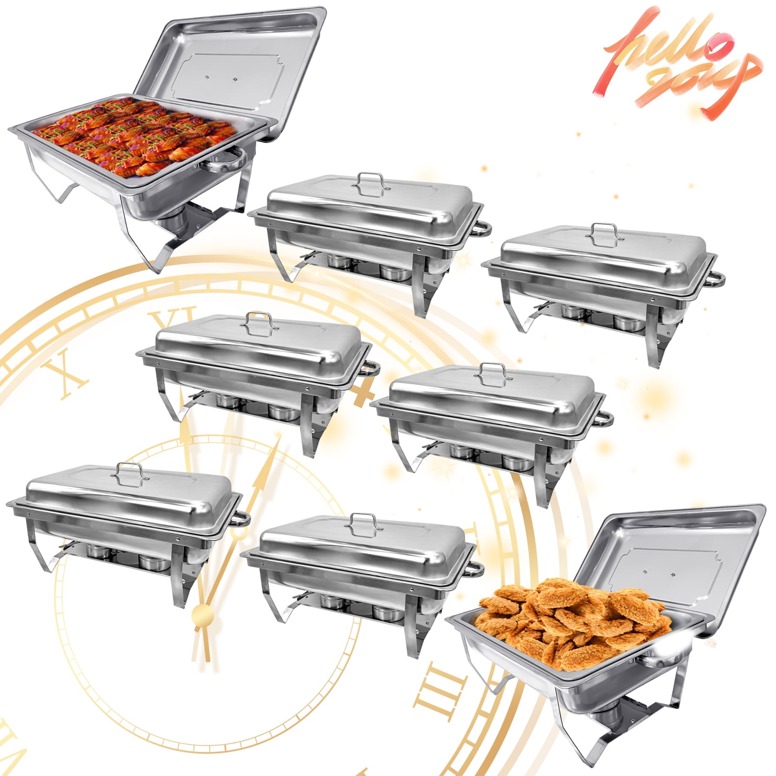 PRIJESSE 8QT Stainless Steel Chafing & Warming Buffet Set, Rectangular ...