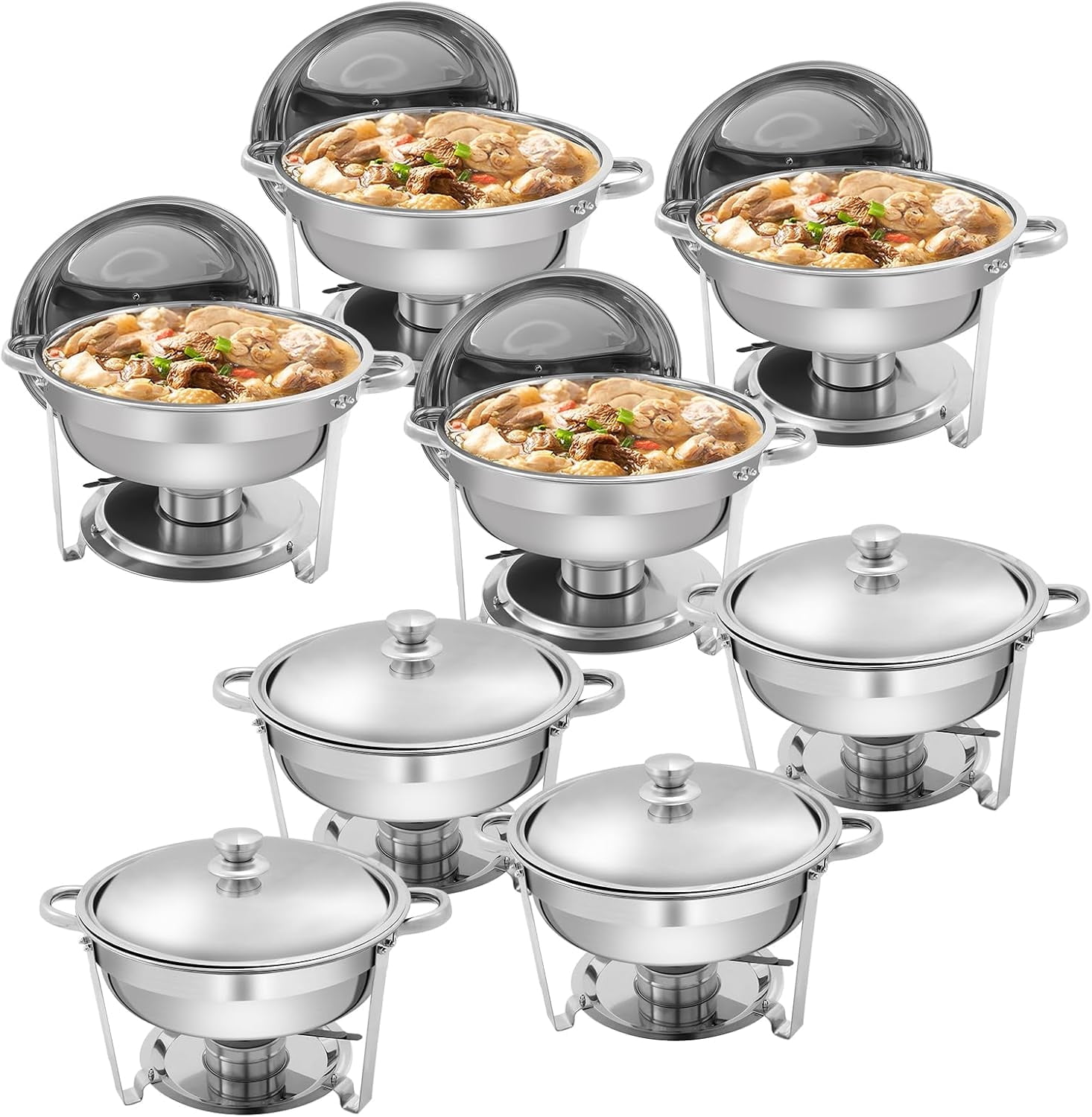 PRIJESSE 8 Pack Round Chafing Dish Buffet Set, Stainless Steel 5 QT ...