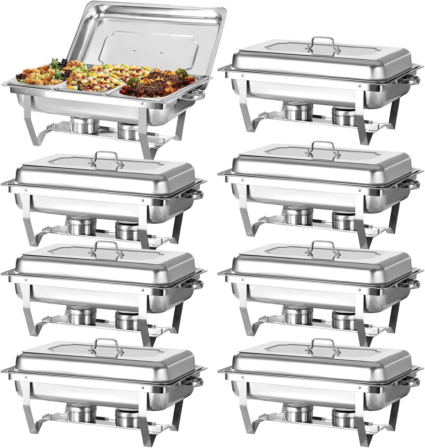 PRIJESSE 8 Pack Stainless Steel Food Warmers 9 QT Chafers and Buffet ...
