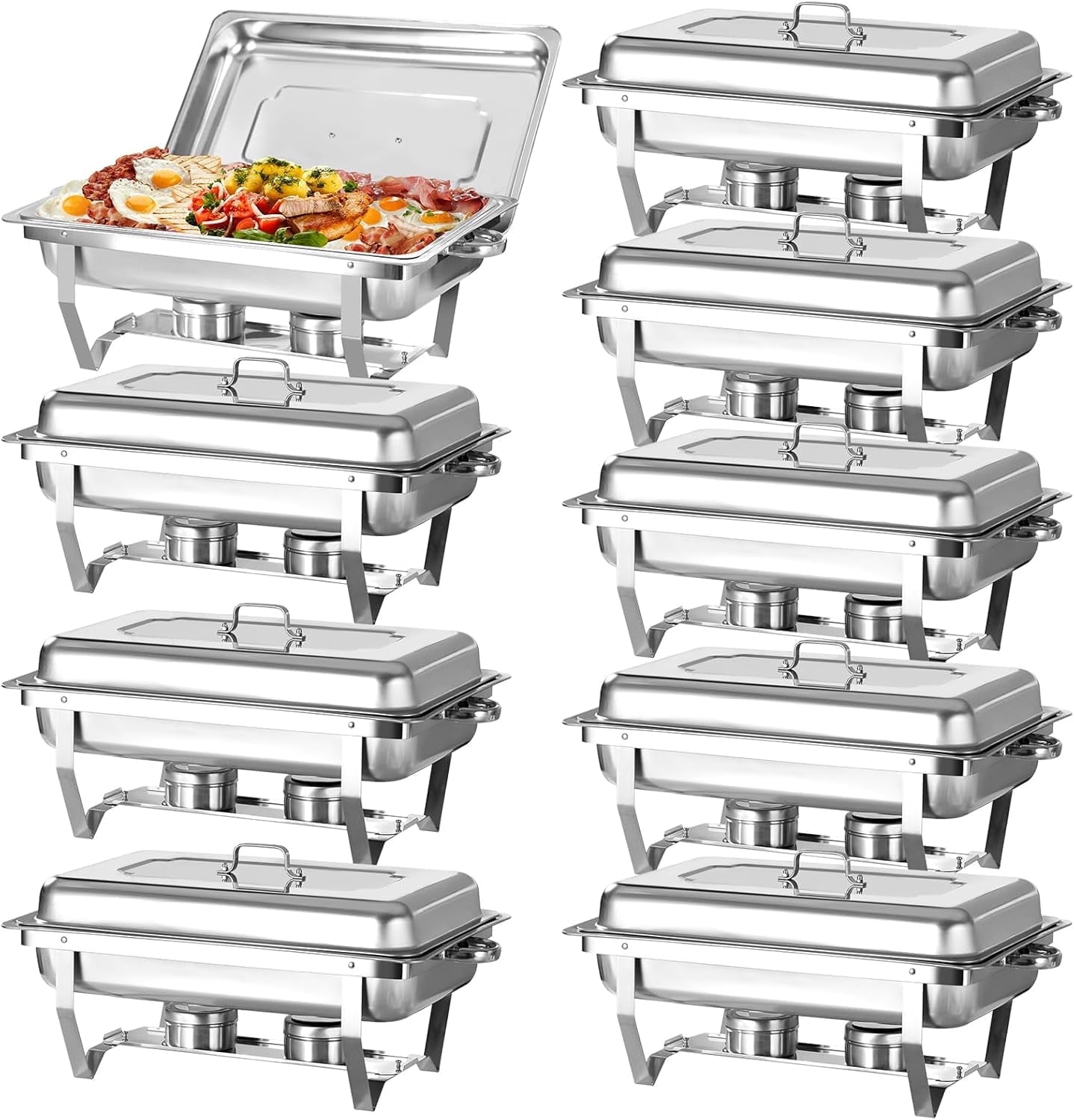 PRIJESSE 9 Pack 9QT Chafing Dish Buffet Set Rectangular Stainless Steel ...