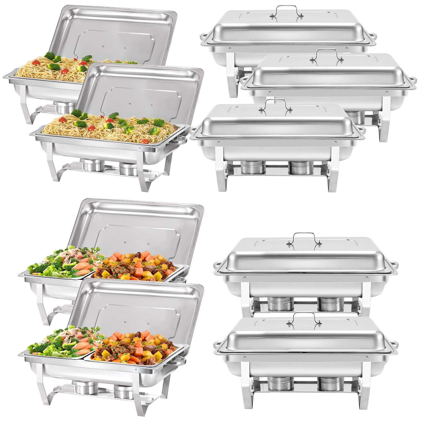 PRIJESSE 9 Pack Chafing Dish Rectangular Full Pan×5+Half Pan×4 Chafers ...