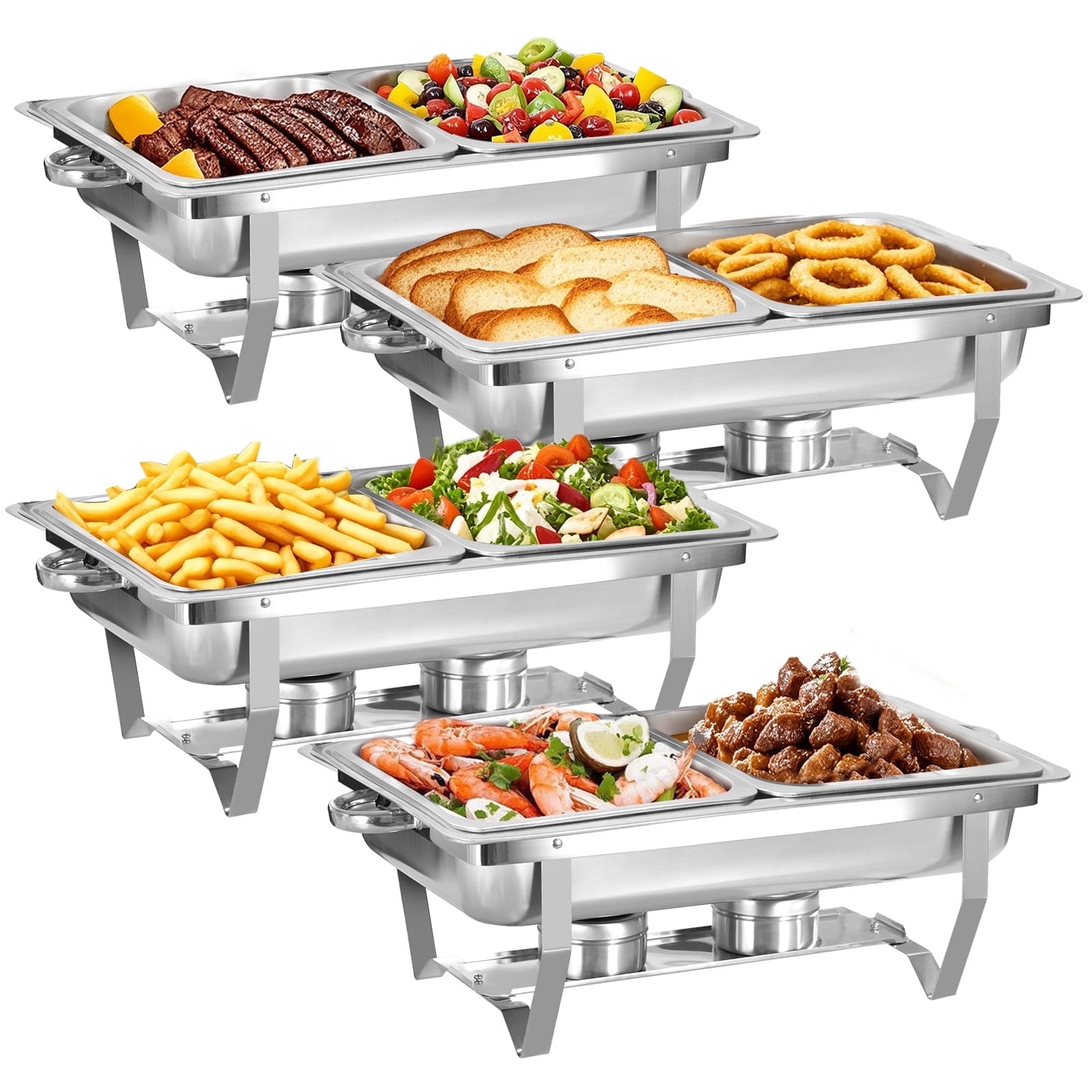 PRIJESSE Chafing Dish 4 Packs 9Qt Foldable Rectangular Chafer Set ...