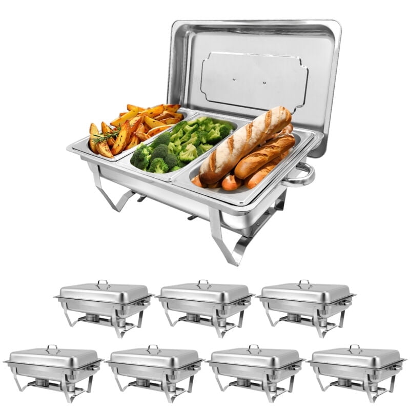 PRIJESSE Chafing Dish 8 Packs 8Qt. 1/3 Size Food Pan，Foldable ...