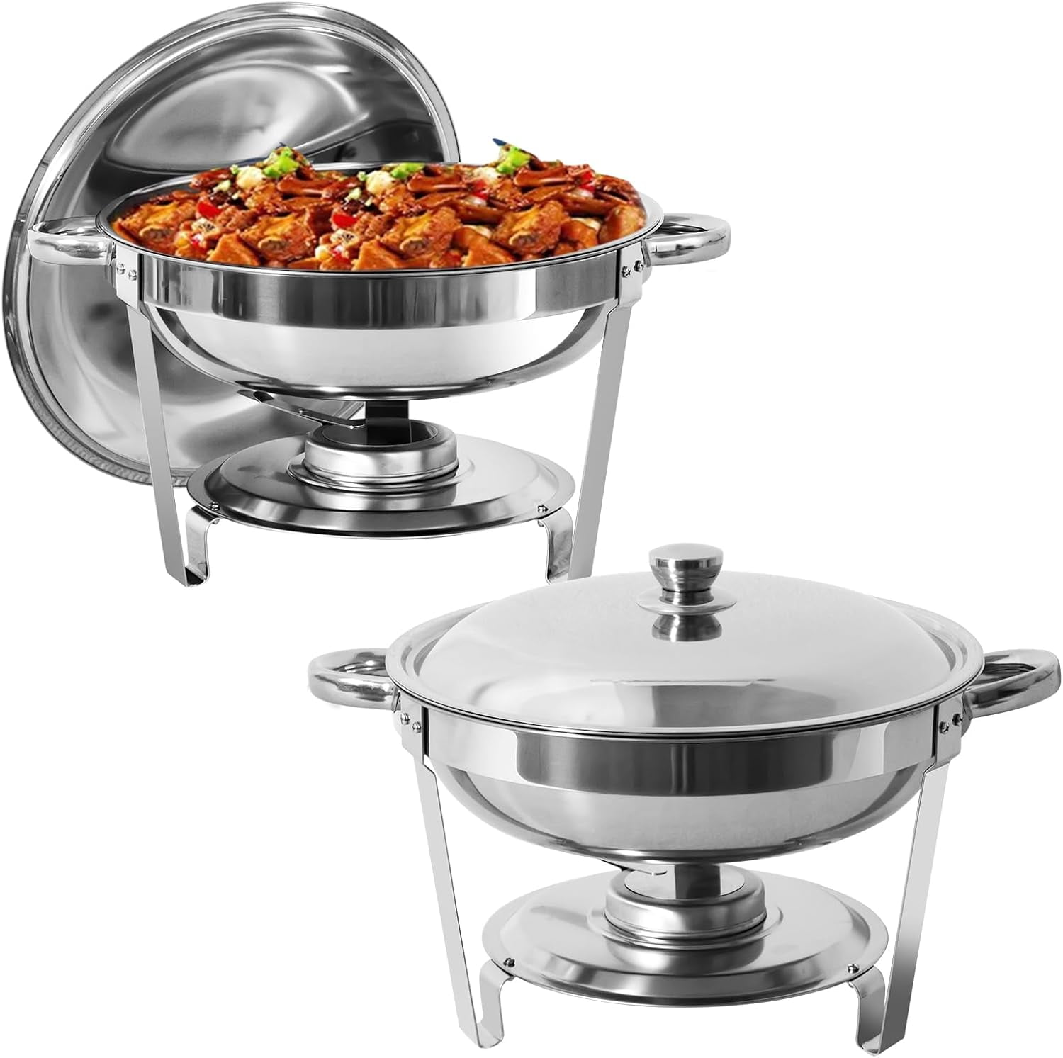 PRIJESSE 5Qt 2-Pack Stainless Steel Chafing Dish Buffet Set, Round ...