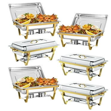 PRIJESSE Chafing Dish 4 Packs 9Qt Foldable Rectangular Chafer Set ...