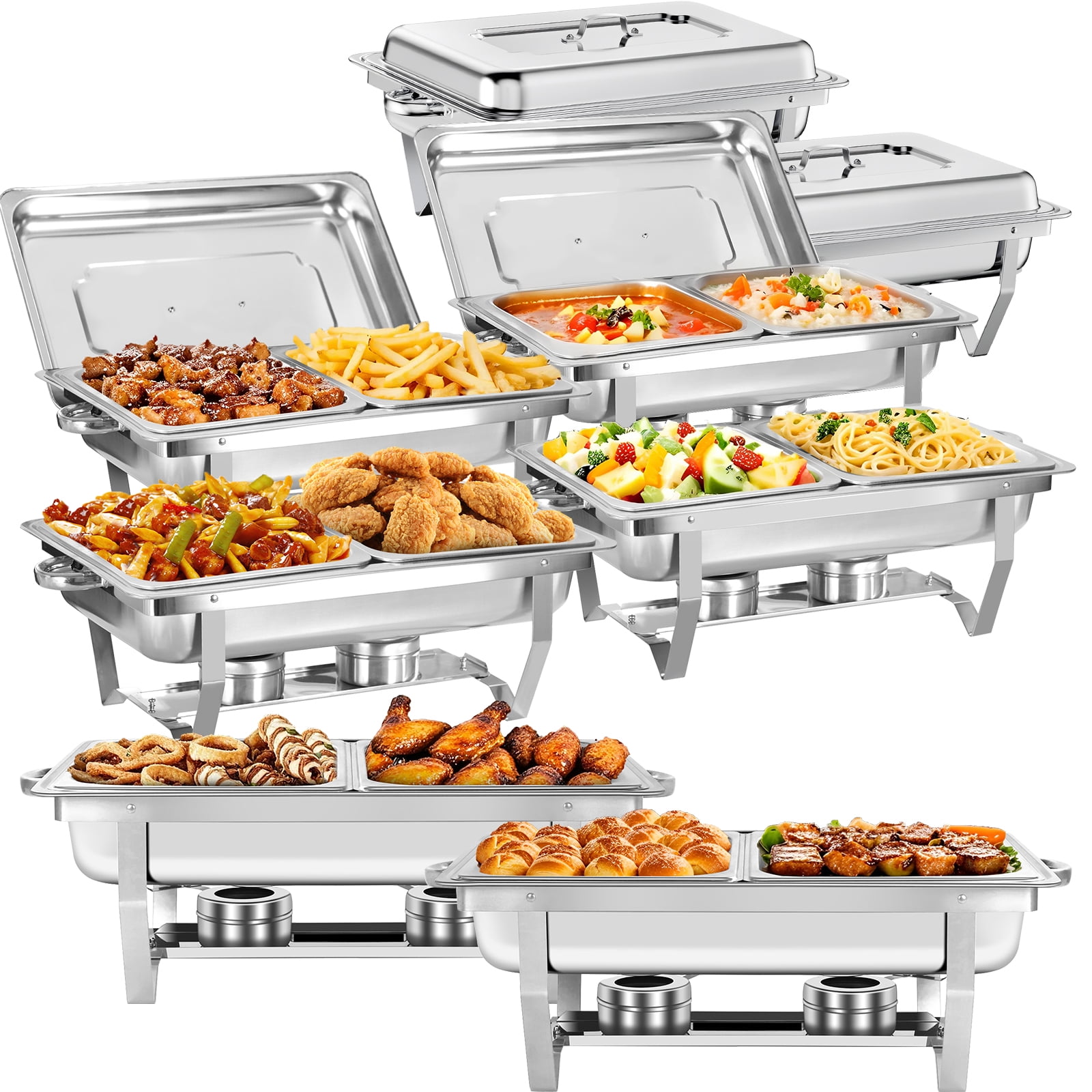 PRIJESSE Chafing Dish Buffet Set 8 Pack, 9QT Stainless Steel Chafing ...