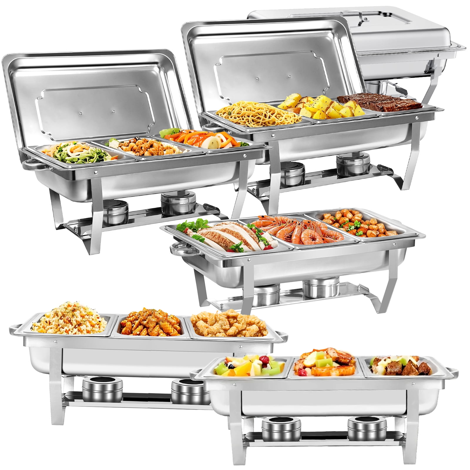 PRIJESSE Chafing Dishes for Buffet 9QT 6 Pack, Food Grade Stainless ...