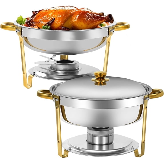 PRIJESSE Chafing Dishes for Buffet 2 Pack, 5QT Round Chafing Dishes for ...