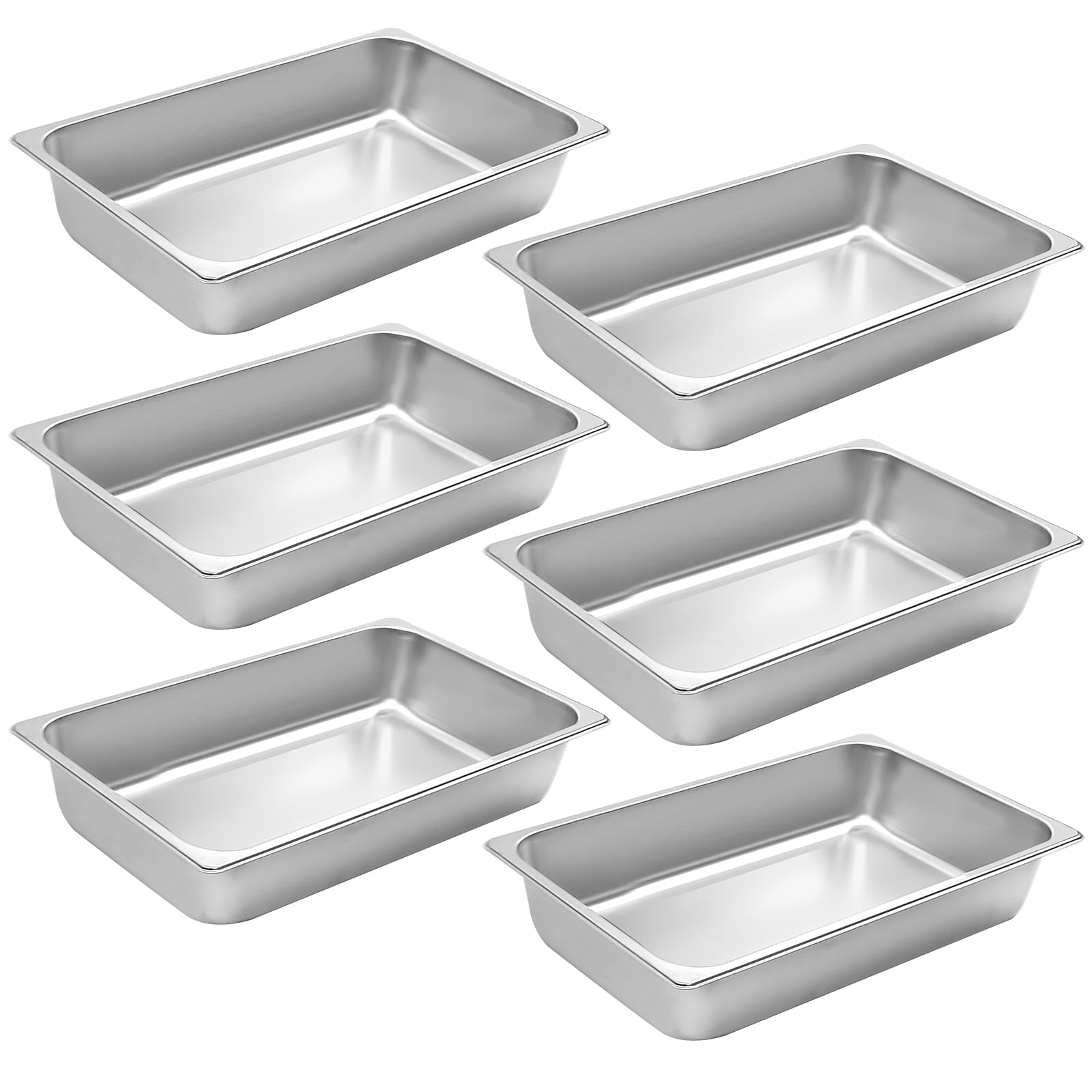PRIJESSE Hotel Pans Full Size 4 Inch Deep, Steam Table Pan 6 Pack, 14QT ...