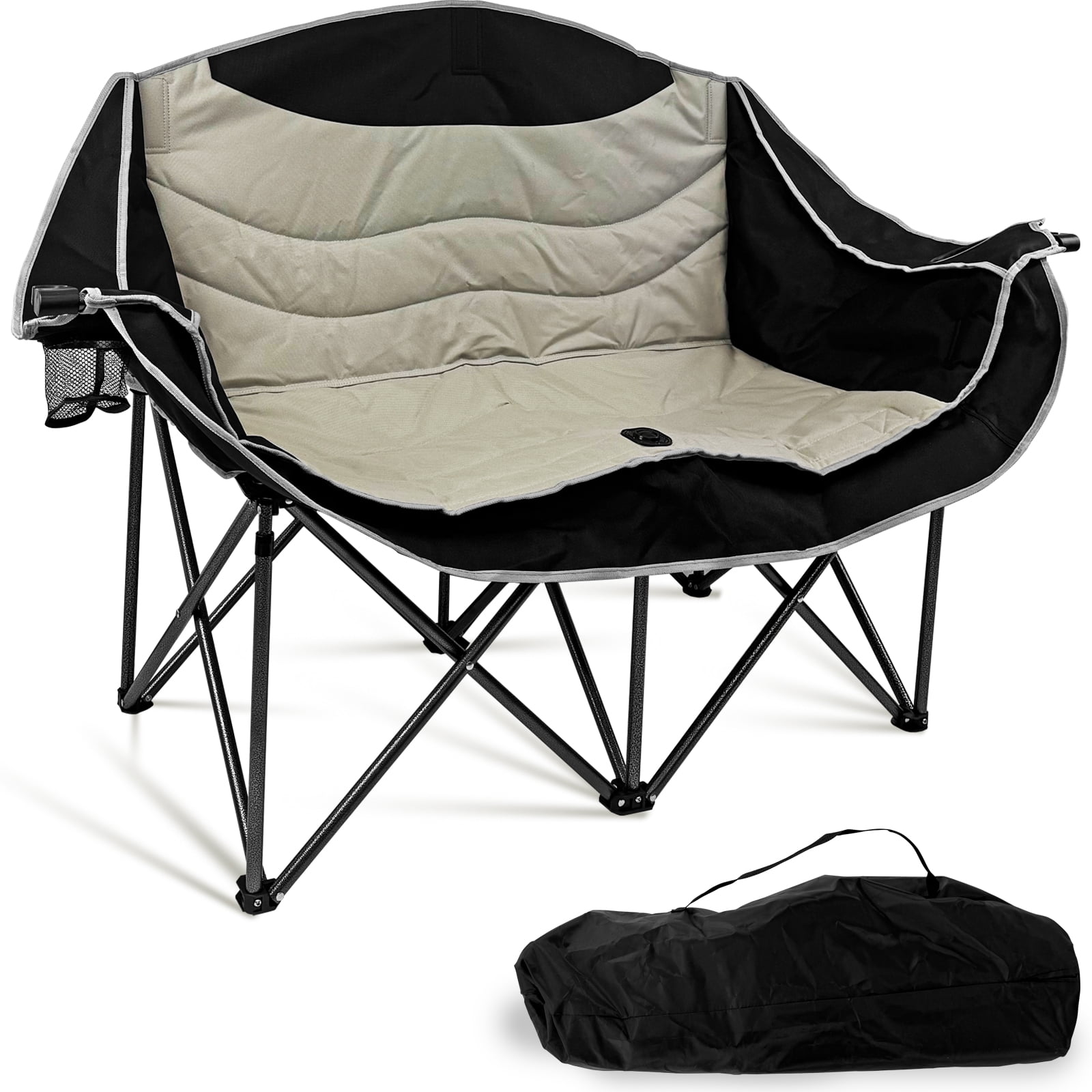 PRIJESSE Outdoor Loveseat Camping Chair, Fully Padded 2-Person Folding ...