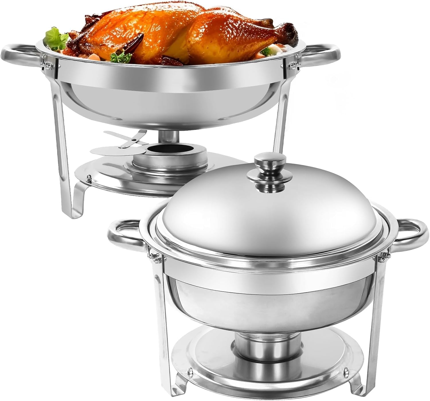 PRIJESSE Round Chafing Dishes, 2 Pack Chafers and Food Warmers, Chafing ...