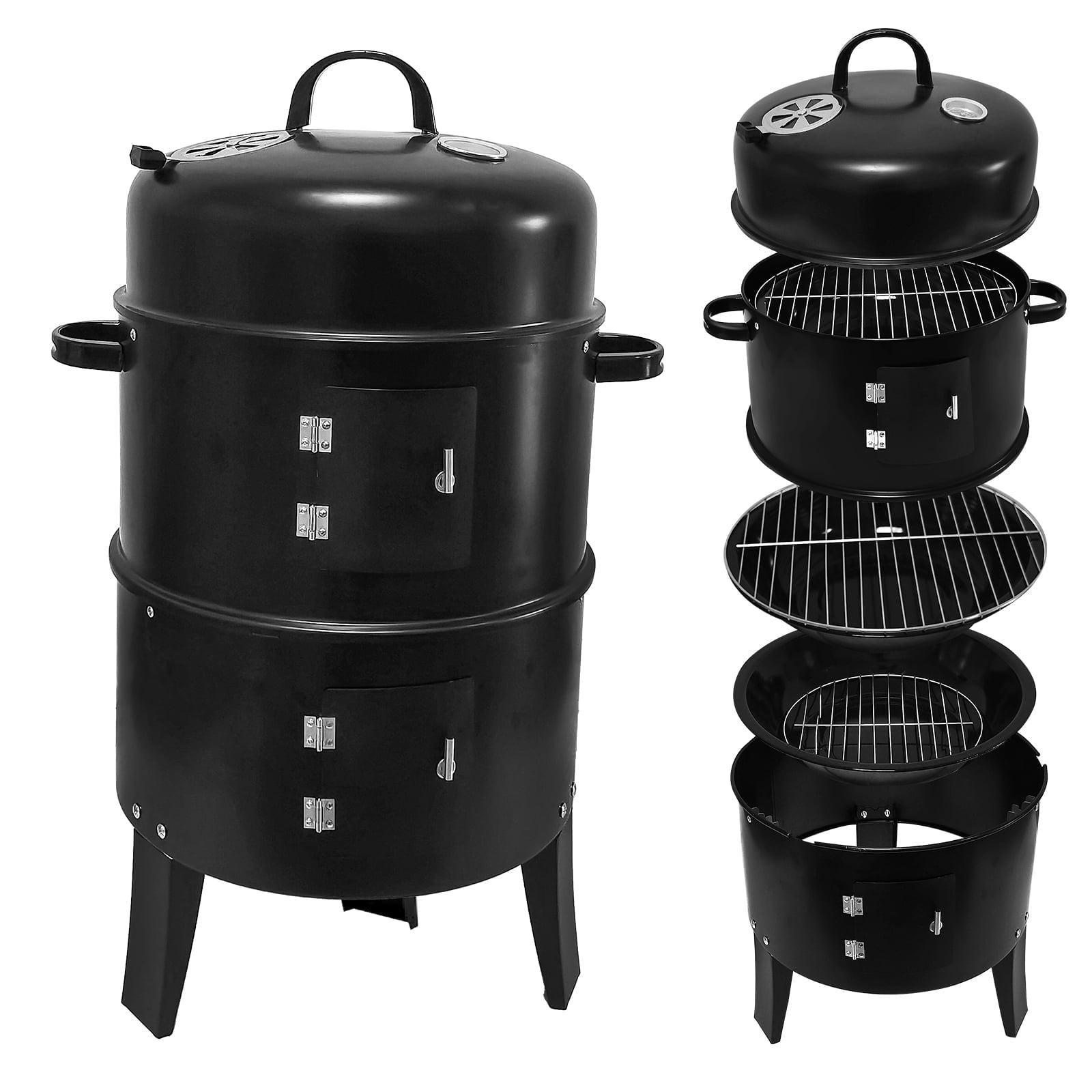 PRIJESSE Vertical Outdoor Smoker BBQ Charcoal Grill, Portable Outdoor ...