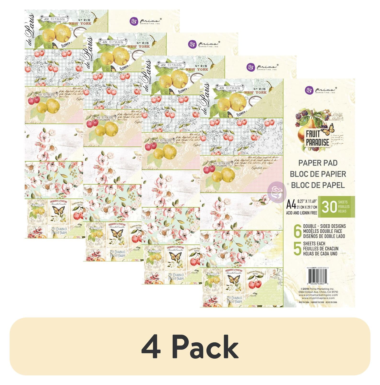 (4 pack) Prima Marketing Double-Sided Paper Pad A4 30/Pkg-Fruit Paradise, 6 Designs/5 Each ...