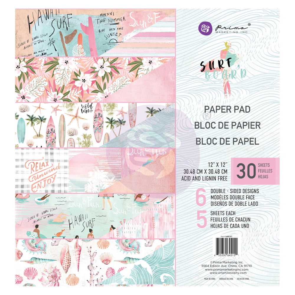 PRIMA MARKETING INC Surfboard Collection 12"x12" Paper Pad - 12"x12.5 ...